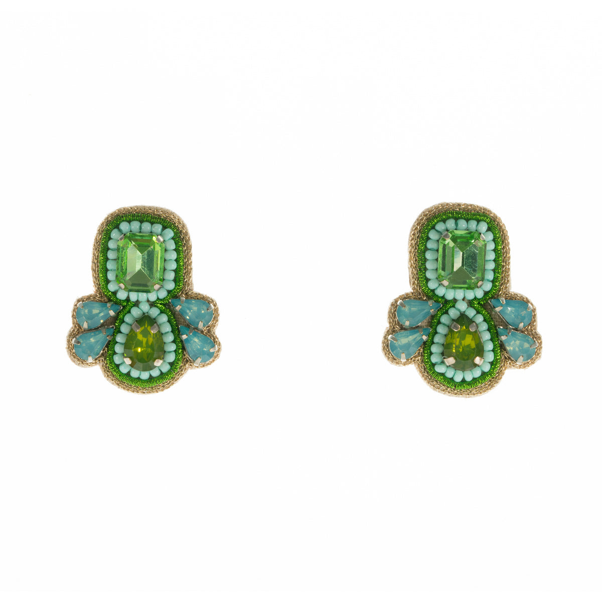 Suri Studs in Green & Light Blue | Beth Ladd Collections