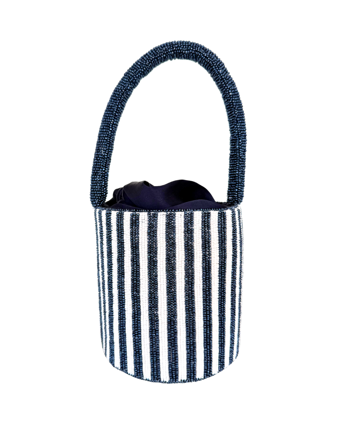 The Nantucket - Beaded Bucket Bag in New England Navy Stripes | Beth ...
