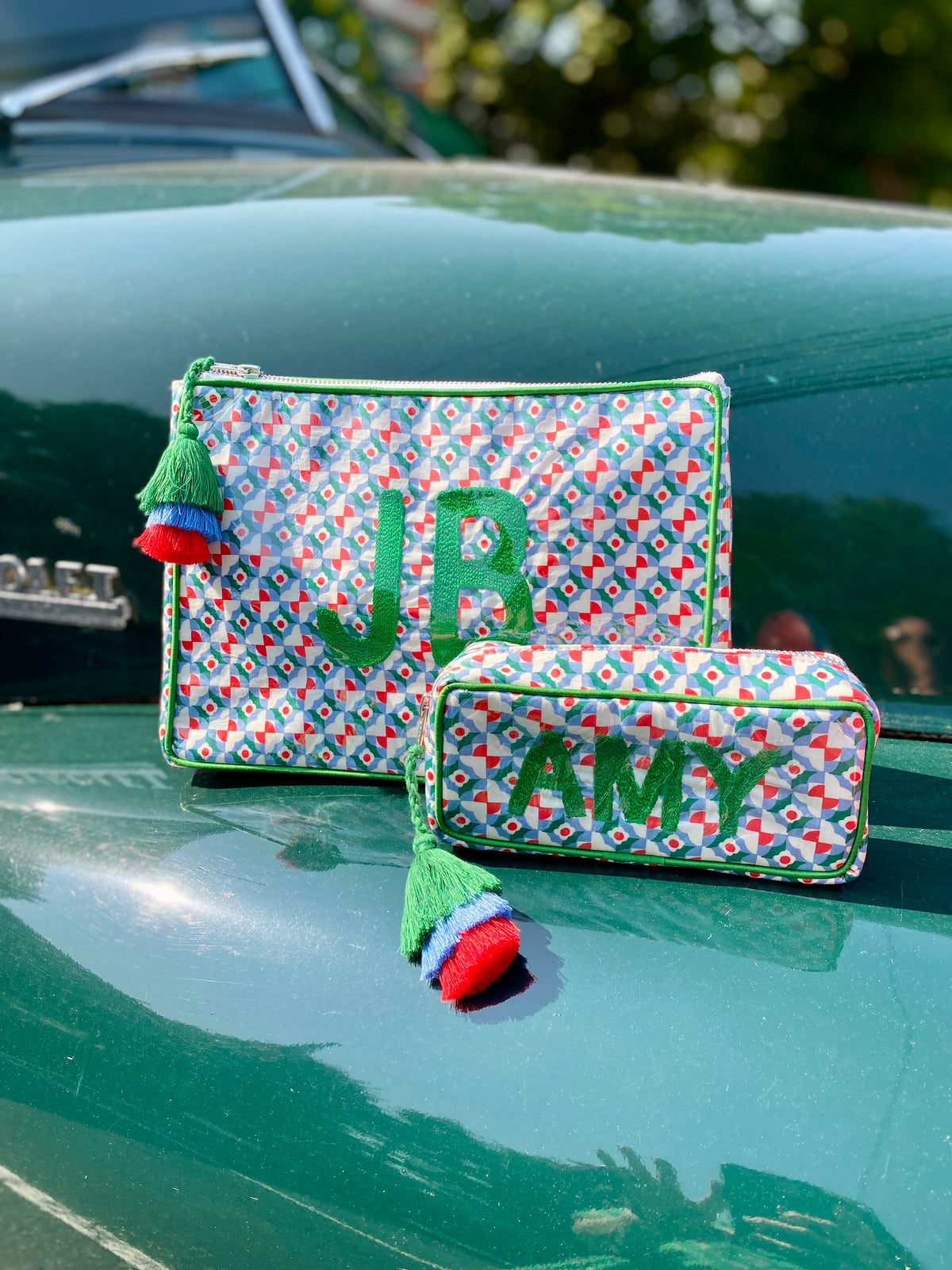 The Mini India Bag - Red/Blue/Green - Monogrammed | Beth Ladd Collections