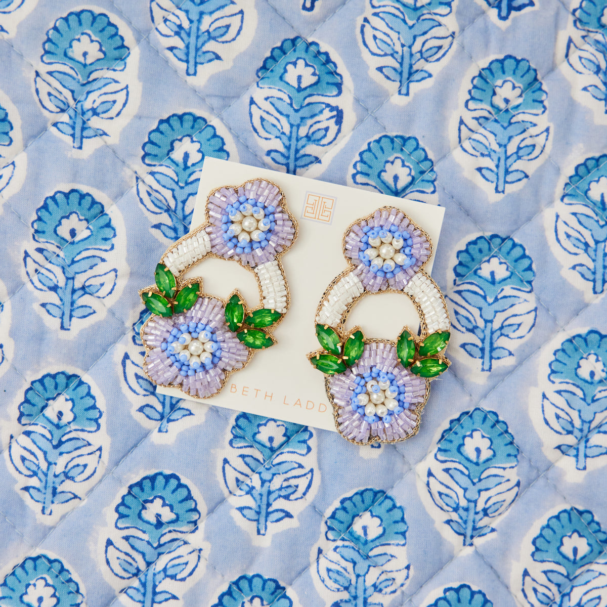 East Hampton Flower Earrings in Periwinkle | Beth Ladd Collections